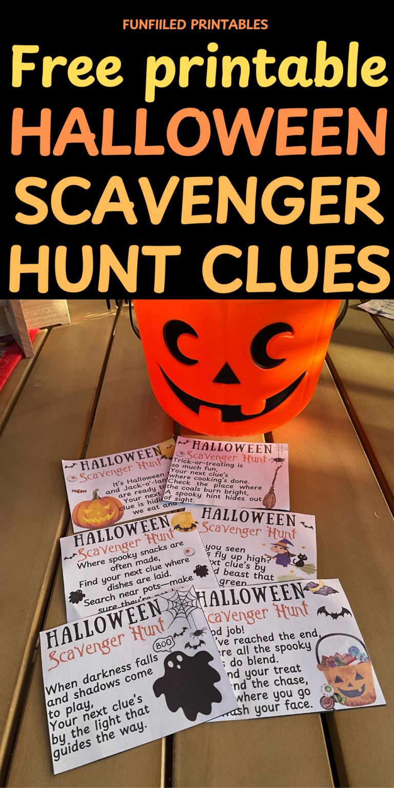 Free Printable Halloween Scavenger Hunt Clues - funfilledprintables