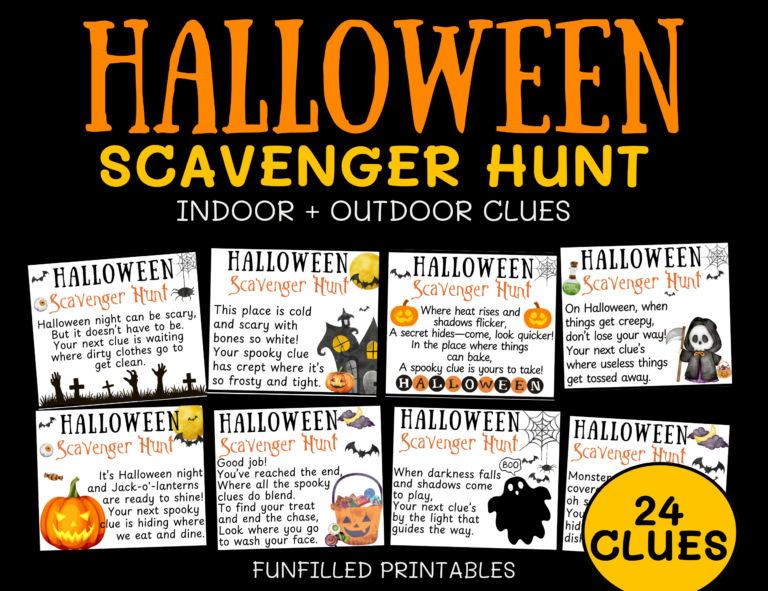 Free Printable Halloween Scavenger Hunt Clues - funfilledprintables