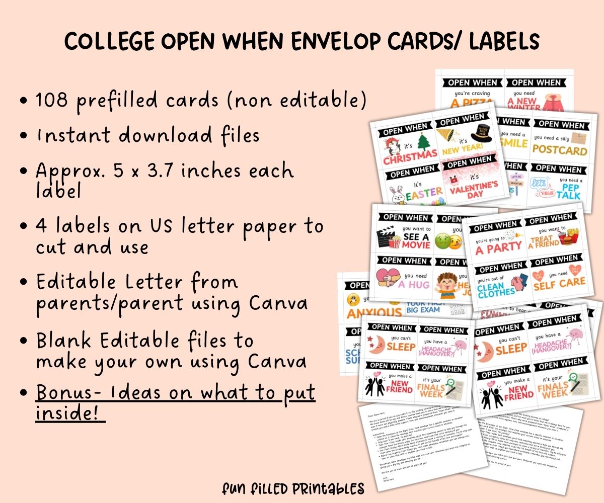 Open When Letter Ideas For College Students - funfilledprintables
