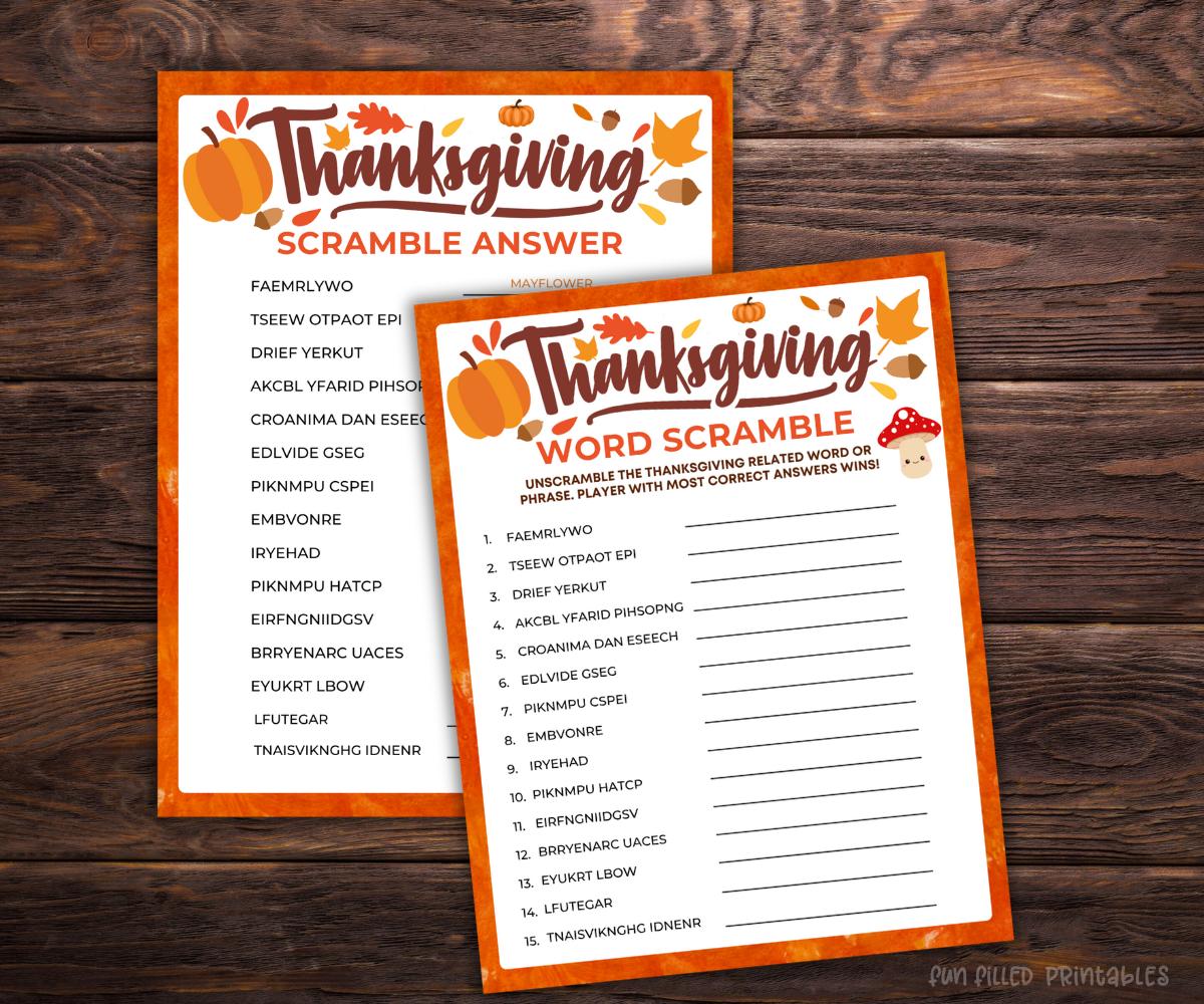 Fun Thanksgiving Games For Family - funfilledprintables